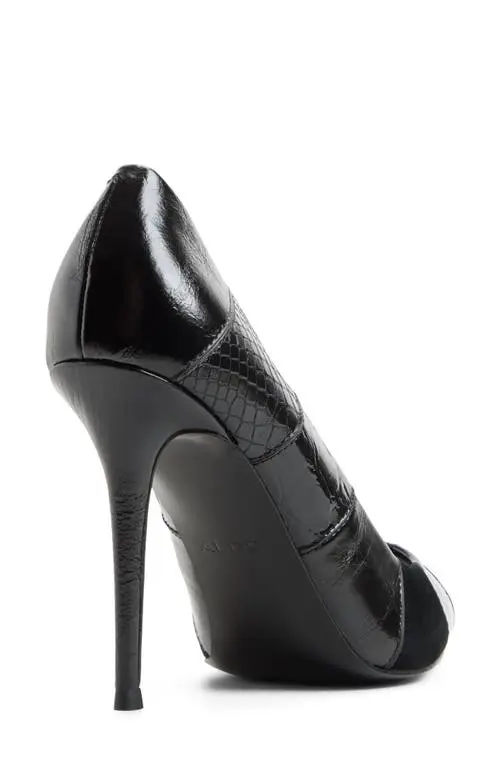 Aldo Stasyamix Croc Embossed Faux Leather Pump - Black