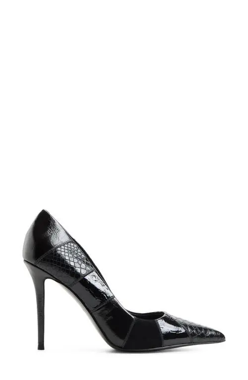 Aldo Stasyamix Croc Embossed Faux Leather Pump - Black