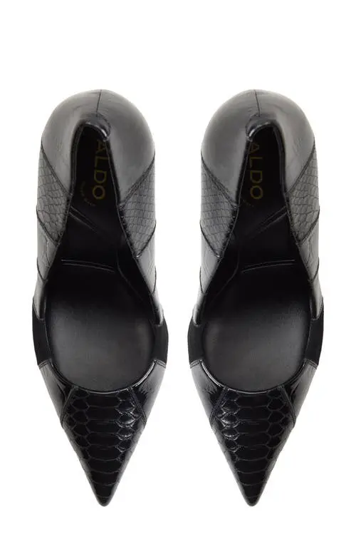 Aldo Stasyamix Croc Embossed Faux Leather Pump - Black