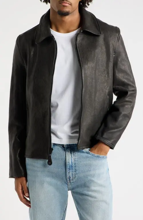 SCHOTT Vegetable Tanned Lambskin Leather Mechanic Jacket - Black