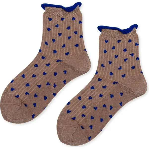 Hansel From Basel Sheer Heart Crew Socks - Bronze