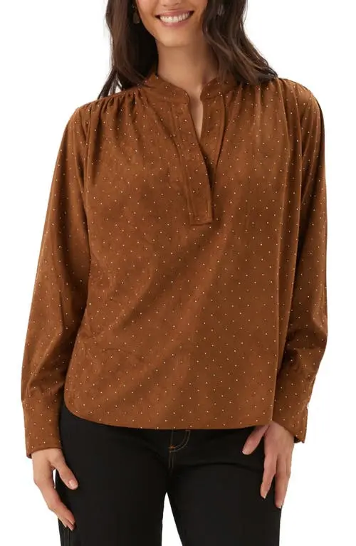 Karen Kane Embellished Faux Suede Shirt - Mocha