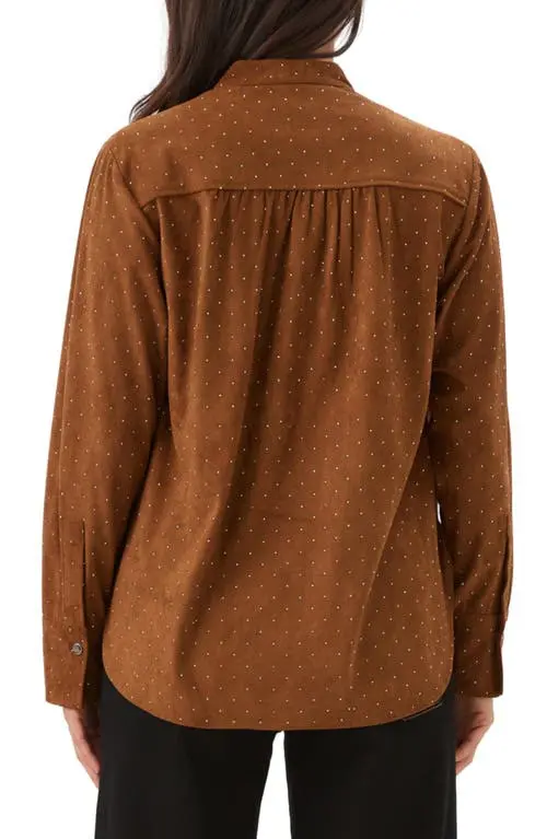 Karen Kane Embellished Faux Suede Shirt - Mocha