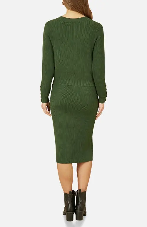 YUMI Rib Knitted Midi Column Skirt