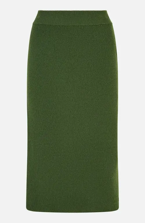 YUMI Rib Knitted Midi Column Skirt