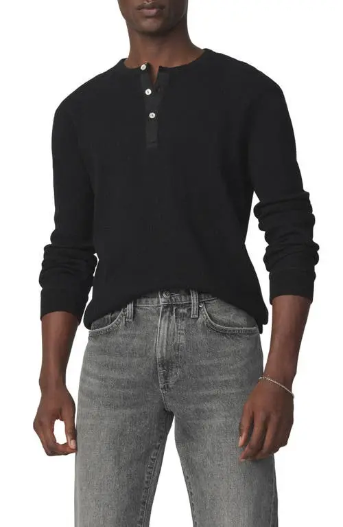 Joe's Jeans Long Sleeve Waffle Henley T-shirt - Black