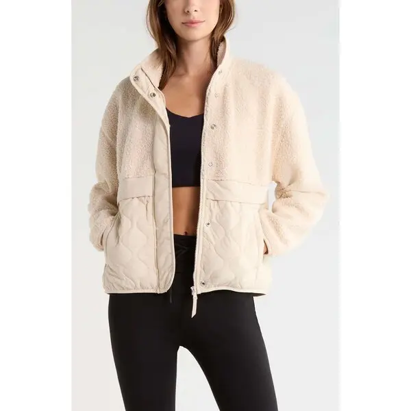 Zella Scenic Mixed Media Jacket - Beige Seashore