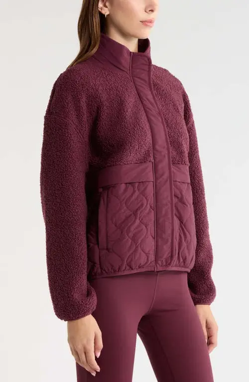 Zella Scenic Mixed Media Jacket - Burgundy Stem