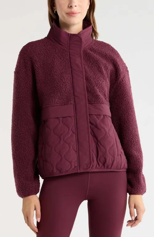 Zella Scenic Mixed Media Jacket - Burgundy Stem