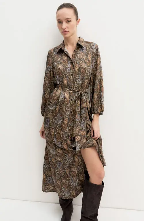 EMME Paisley Print Long Sleeve Shirtdress