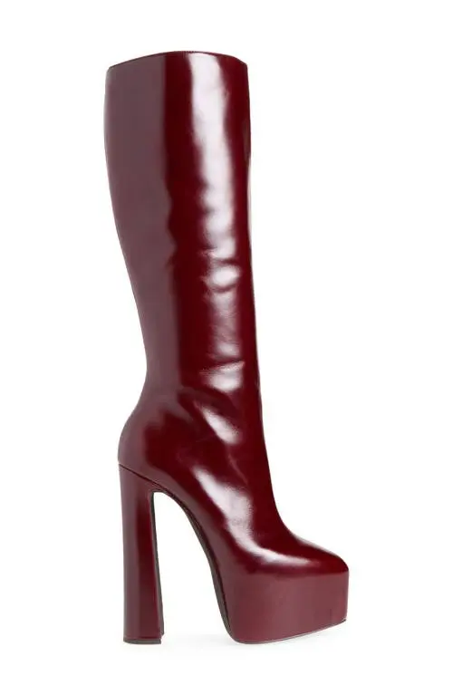 Jeffrey Campbell Unleashed Platform Knee High Boot - Wine