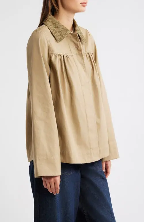 DAMSON MADDER Mercedes Lace Collar Organic Cotton Mini Coat