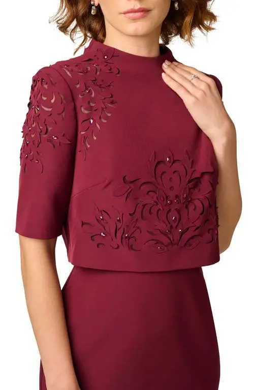 Aidan Mattox Cutout Stretch Crepe Popover Sheath Dress