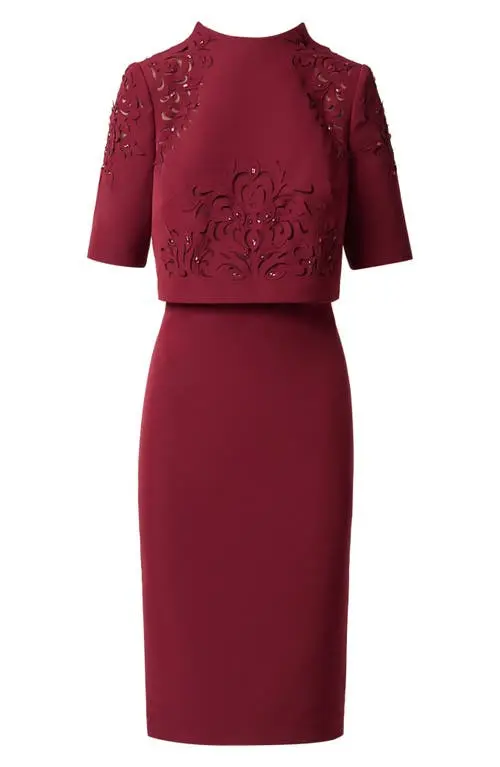 Aidan Mattox Cutout Stretch Crepe Popover Sheath Dress