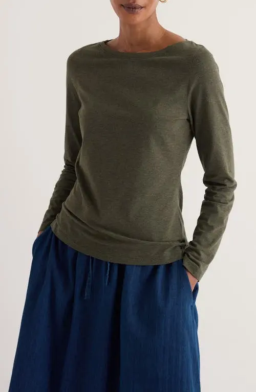 SEASALT CORNWALL Long Sleeve Cotton Blend T-shirt - Nori