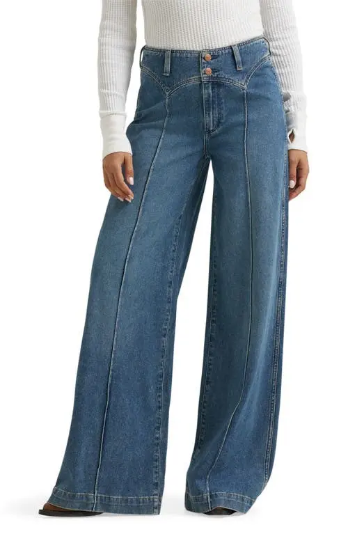 Wrangler Canyon High Waist Pintuck Wide Leg Jeans - Worn Legacy