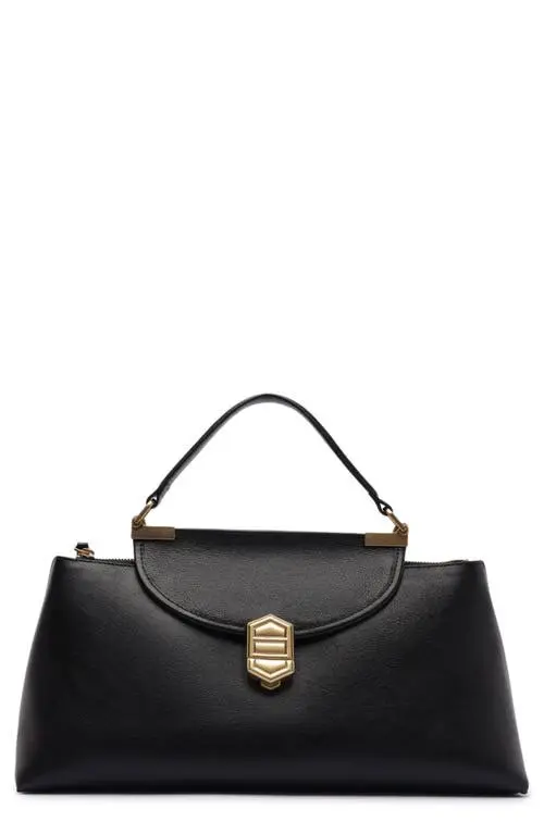 AREZZO Everly Medium Embossed Leather Satchel - Black