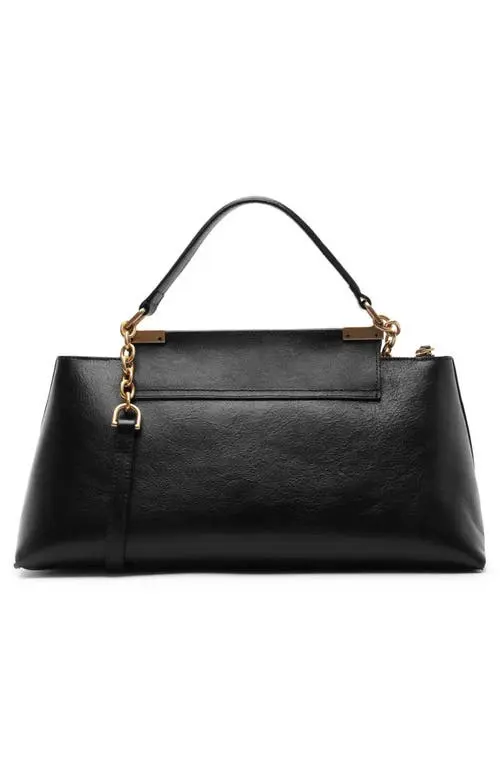 AREZZO Everly Medium Embossed Leather Satchel - Black