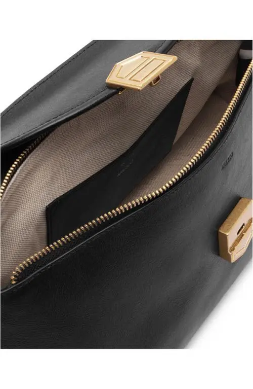 AREZZO Everly Medium Embossed Leather Satchel - Black