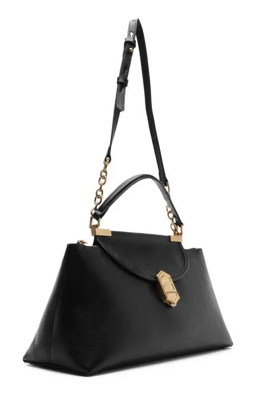 AREZZO Everly Medium Embossed Leather Satchel - Black