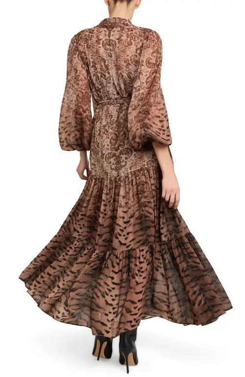 Kobi Halperin Oak Print Long Sleeve Maxi Dress