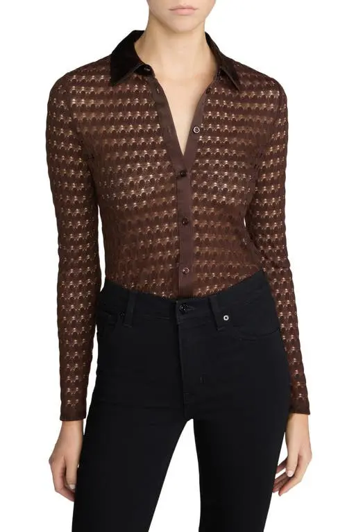 FRAME Bubble Stitch Button-up Shirt - Chestnut