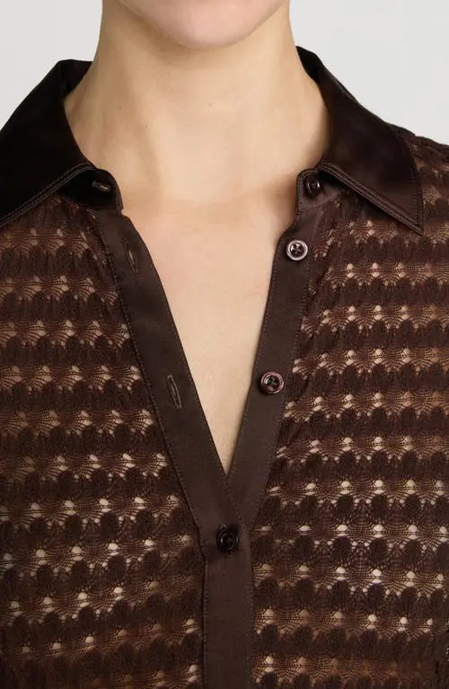 FRAME Bubble Stitch Button-up Shirt - Chestnut