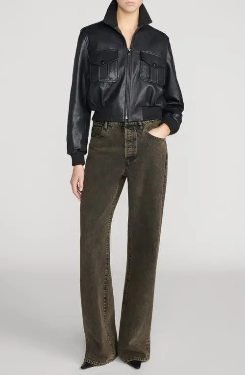 FRAME Leather Bomber Jacket