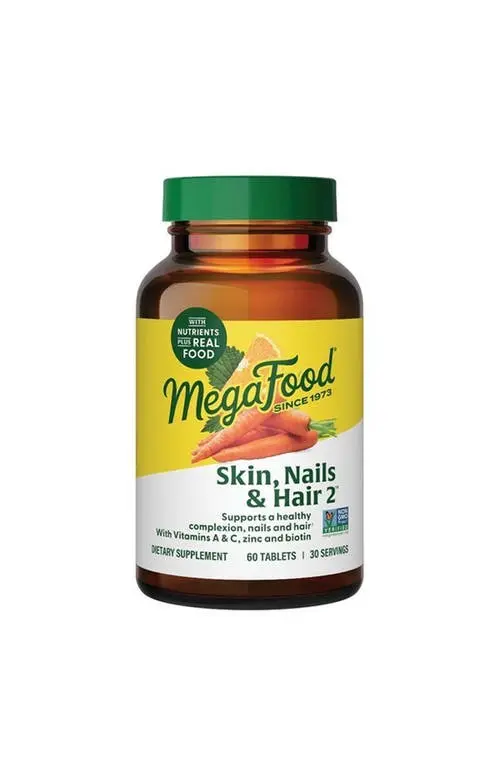 MEGAFOOD Skin, Nails & Hair 2 Vitamins For & With Biotin, Vitamin A, C, E & More, Vegan - None