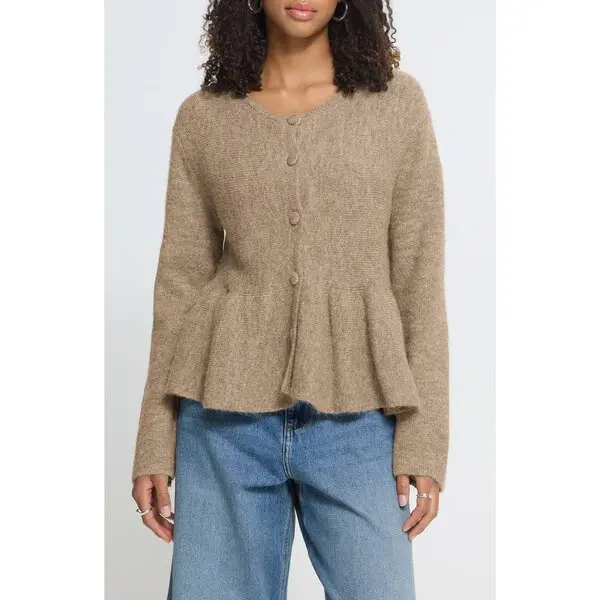 ICHI Peplum Cardigan - Fungi