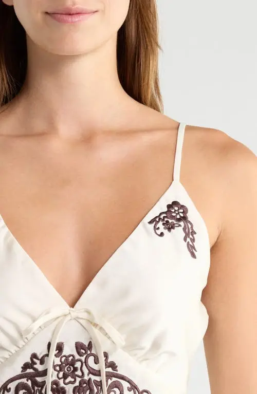 KITTENISH Embroidered Cropped Satin Camisole