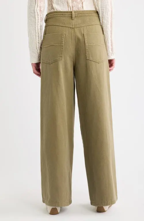 24COLOURS High Waist Wide Leg Cotton Pants With Drawstring