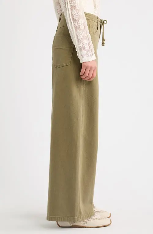 24COLOURS High Waist Wide Leg Cotton Pants With Drawstring