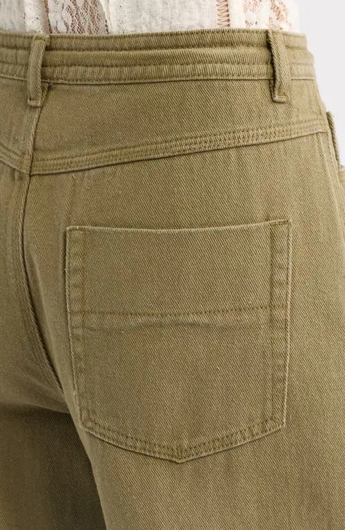 24COLOURS High Waist Wide Leg Cotton Pants With Drawstring