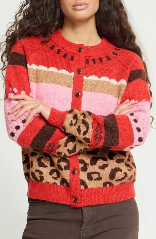 ICHI Ihlivoni Animal Print Cardigan