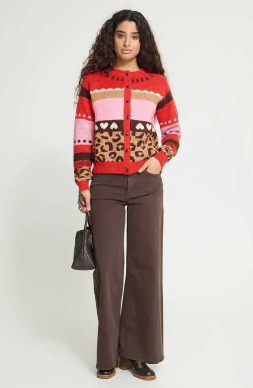 ICHI Ihlivoni Animal Print Cardigan