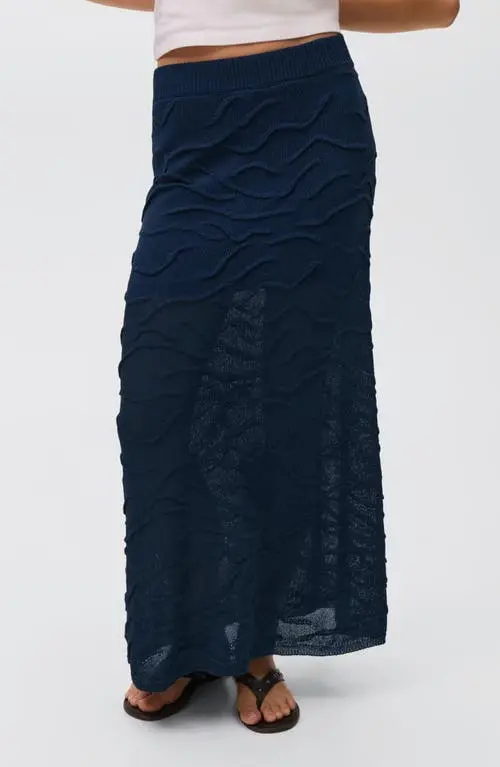 Mango Texture Maxi Sweater Skirt - Navy