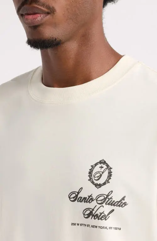 SANTO STUDIO Ny Hotel Graphic Cotton T-shirt