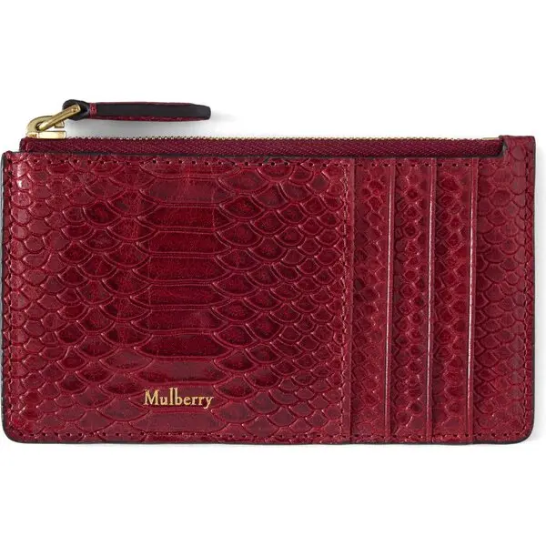 Mulberry Continental Zip Long Snakeskin Embossed Leather Card Case - Apple Red