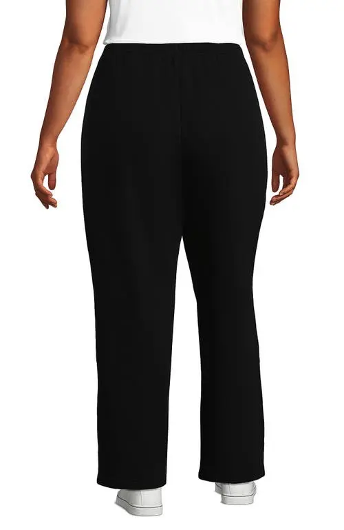 LANDS' END Serious Sweats High Rise Relaxed Straight Leg Pants - Black