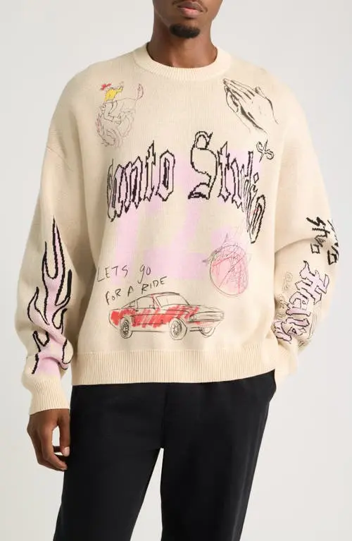 SANTO STUDIO 125 Free Advice Relaxed Fit Cotton Sweater - Cream