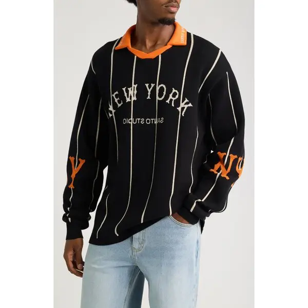 SANTO STUDIO 125 Cotton Rugby Sweater - Black