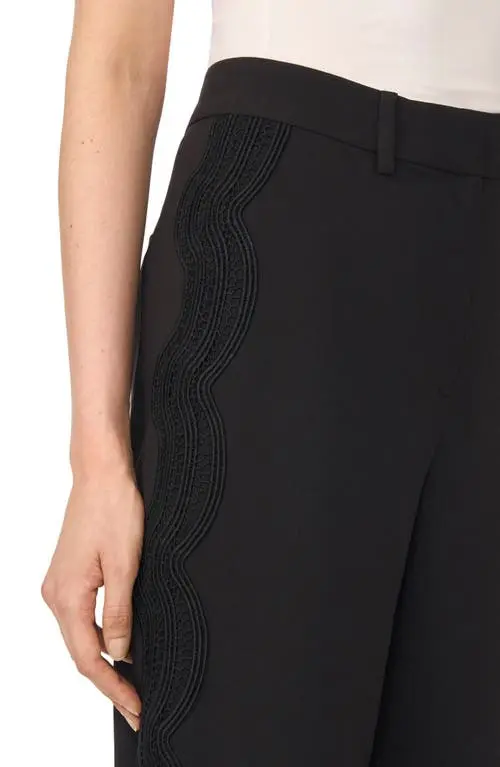 CECE DUPRAZ Scallop Embroidered High Waist Wide Leg Trousers