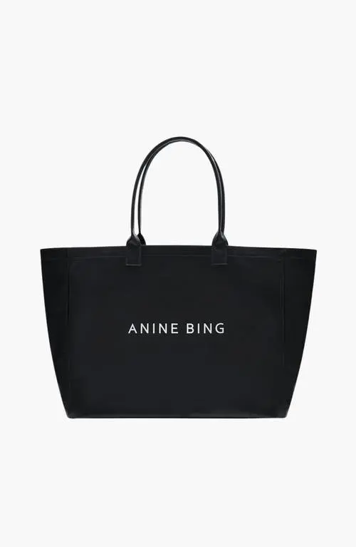 ANINE BING Leo Coated Canvas Tote - Black