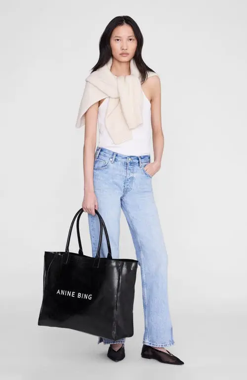 ANINE BING Leo Coated Canvas Tote - Black