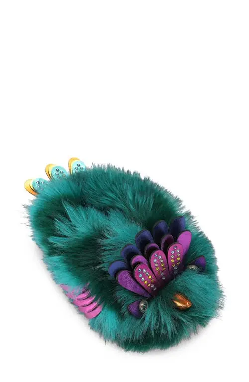 Kurt Geiger Faux Fur Embellished Slipper - Green