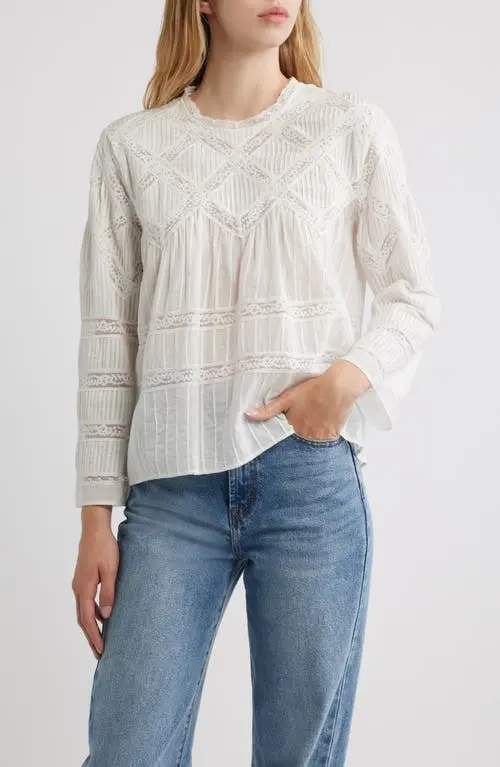 The Great. Lattice Lace Victorian Top - White