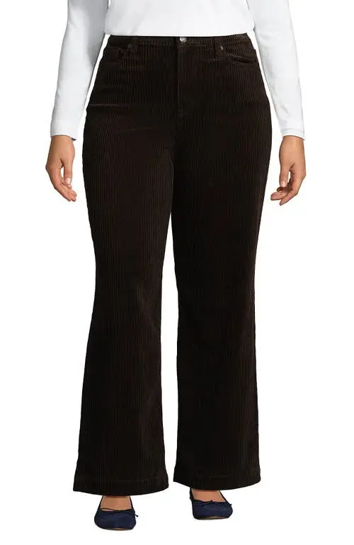LANDS' END High Rise Wide Leg Corduroy Pants - Rich Coffee