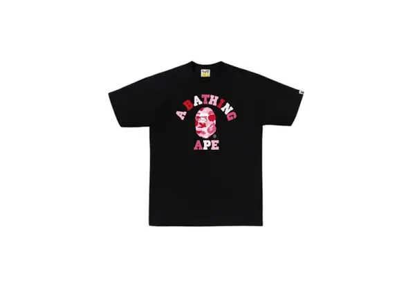 A BATHING APE Abc Camo College Red Camo T-shirt - Black
