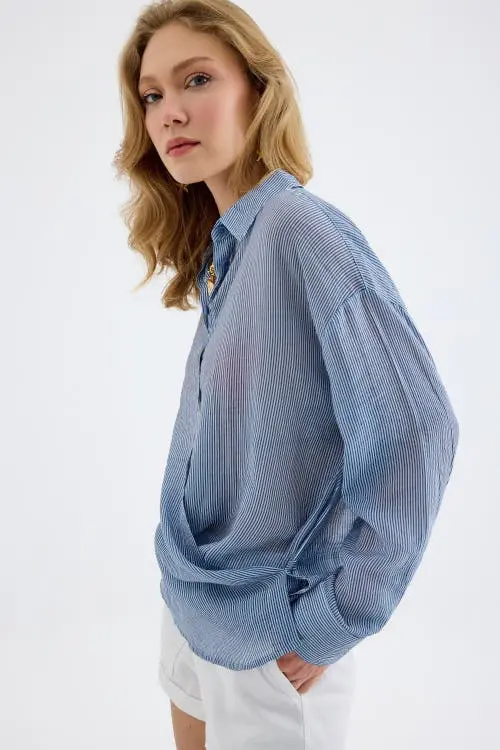 MONLICIA Rosalie Viscose Striped Relaxed Shirt